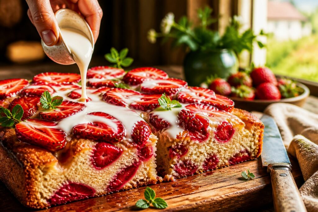 Erdbeer Schmand Kuchen Blech